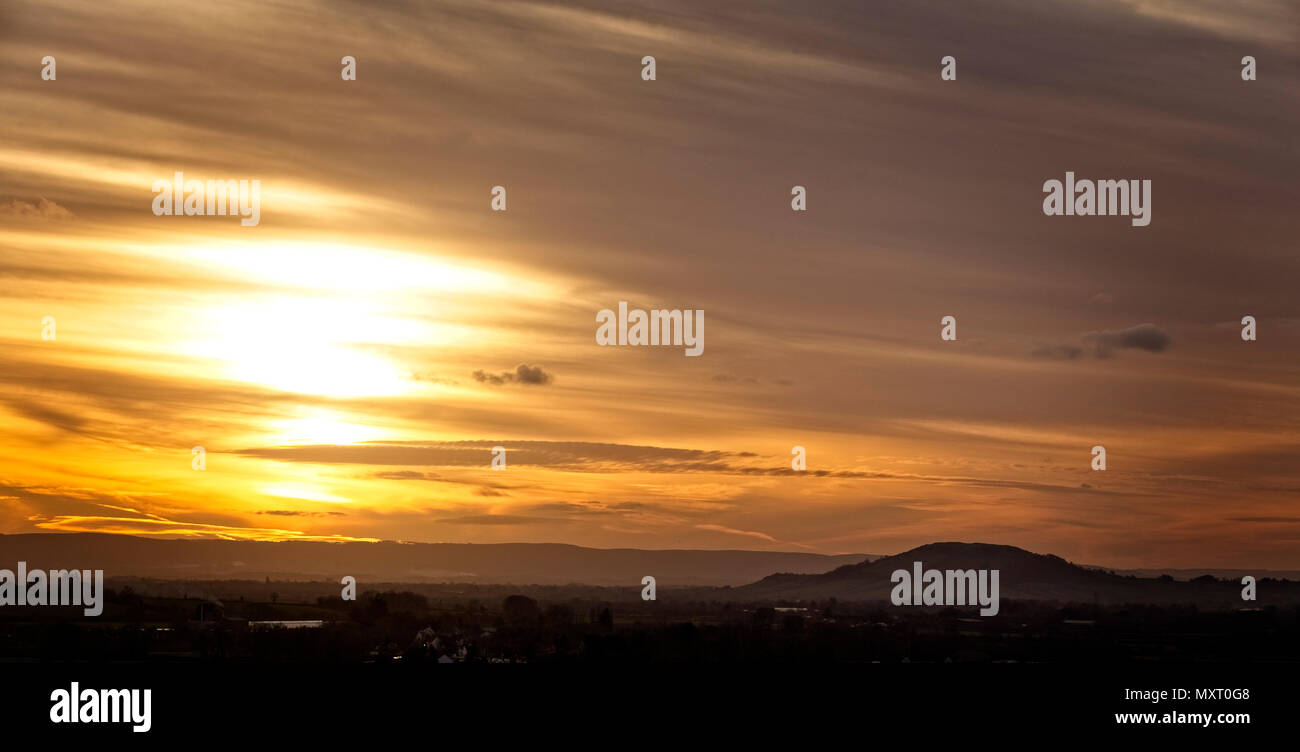 Sunset, Somerset, England, UK Stock Photo - Alamy