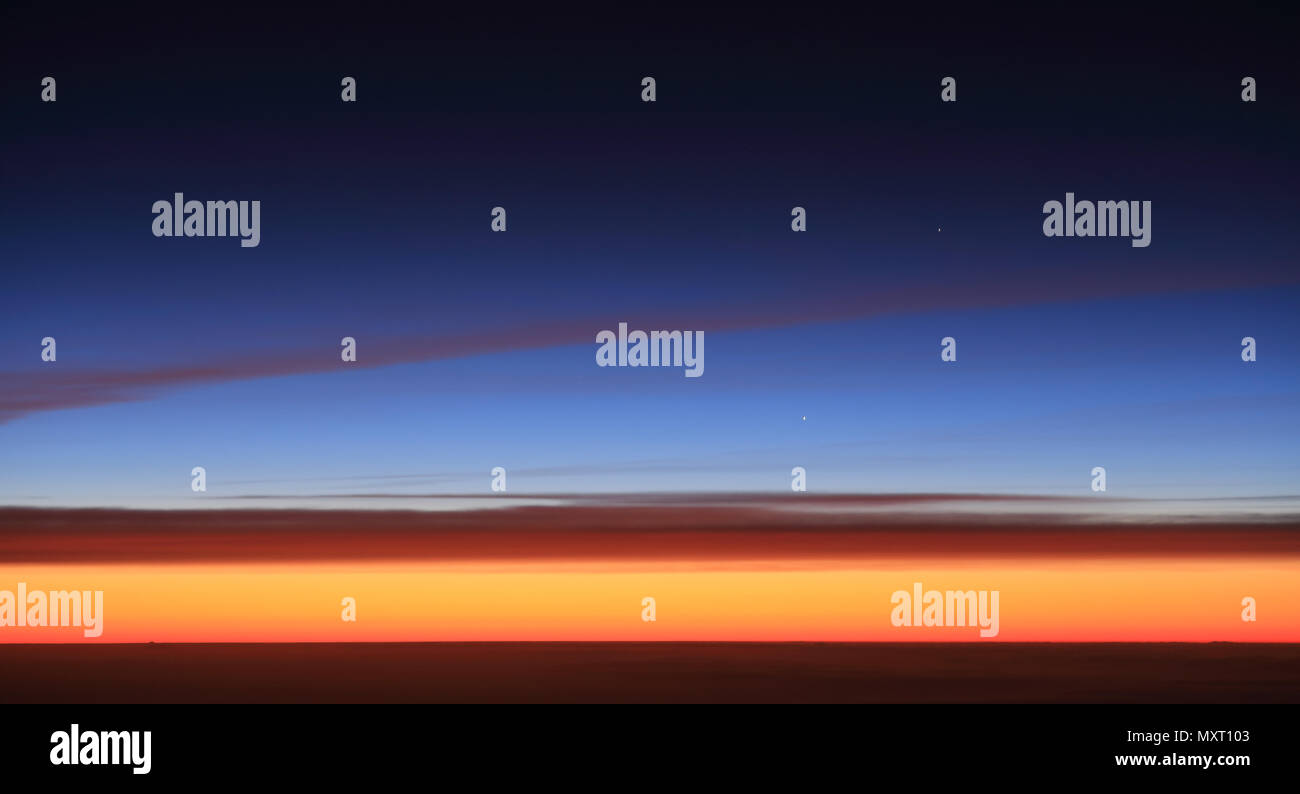 Dawn sky, in-flight shot Stock Photo - Alamy