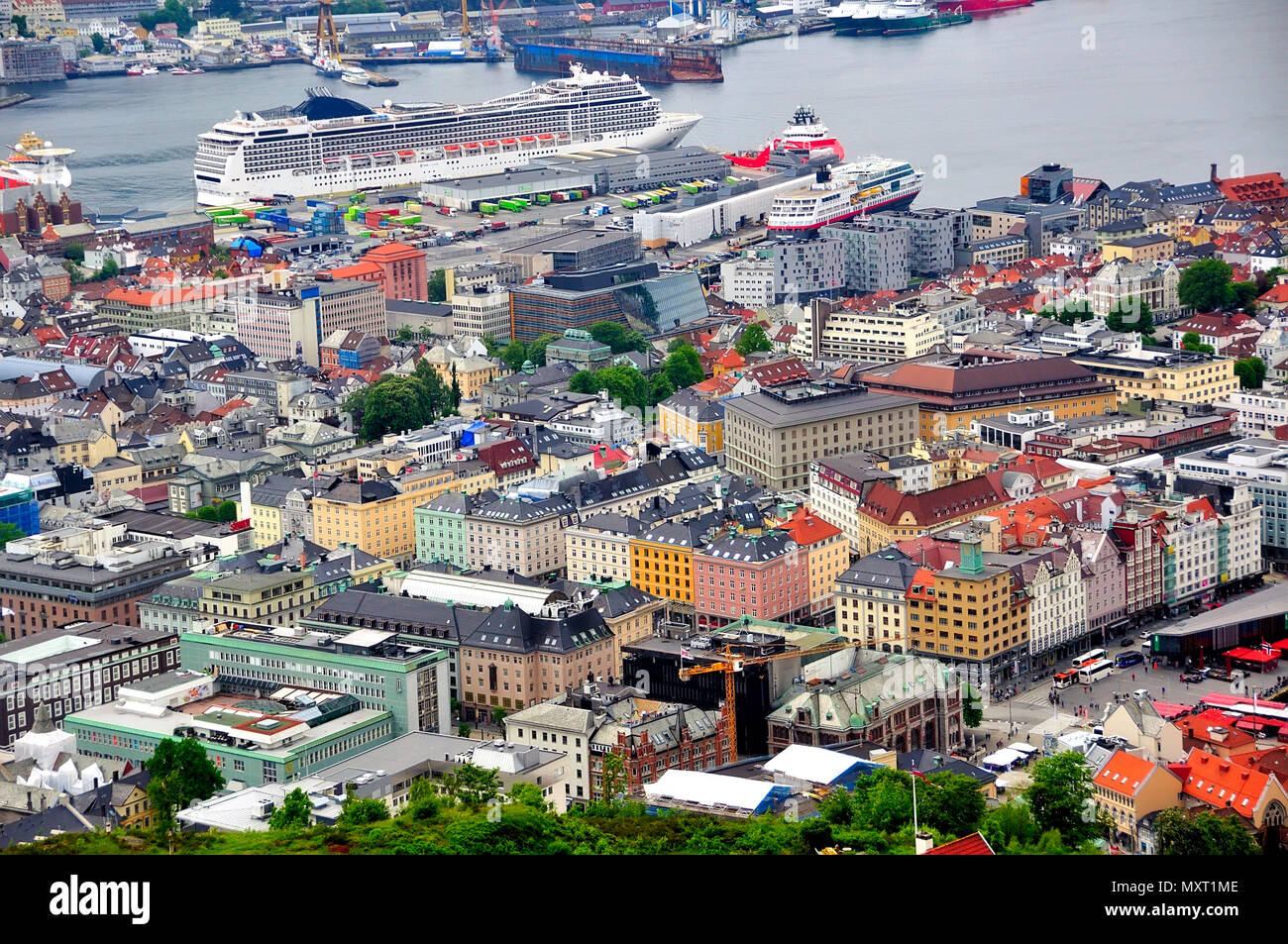 Views of the city of Bergen from the funicular lookout Stock Photo - Alamy