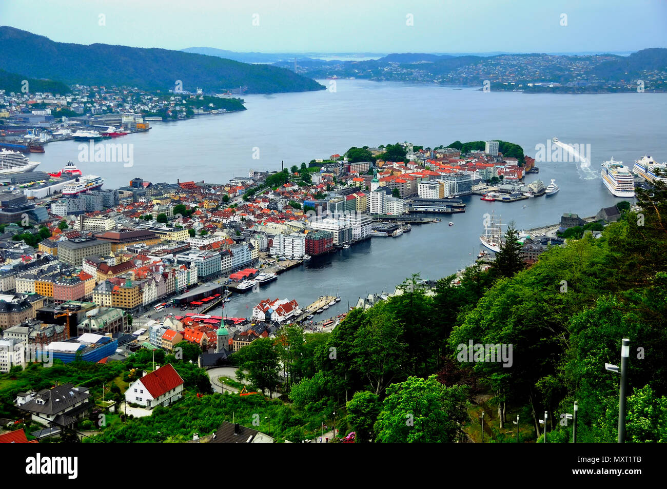 Views of the city of Bergen from the funicular lookout Stock Photo - Alamy