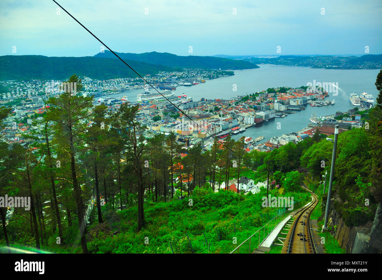Views of the city of Bergen from the funicular lookout Stock Photo - Alamy