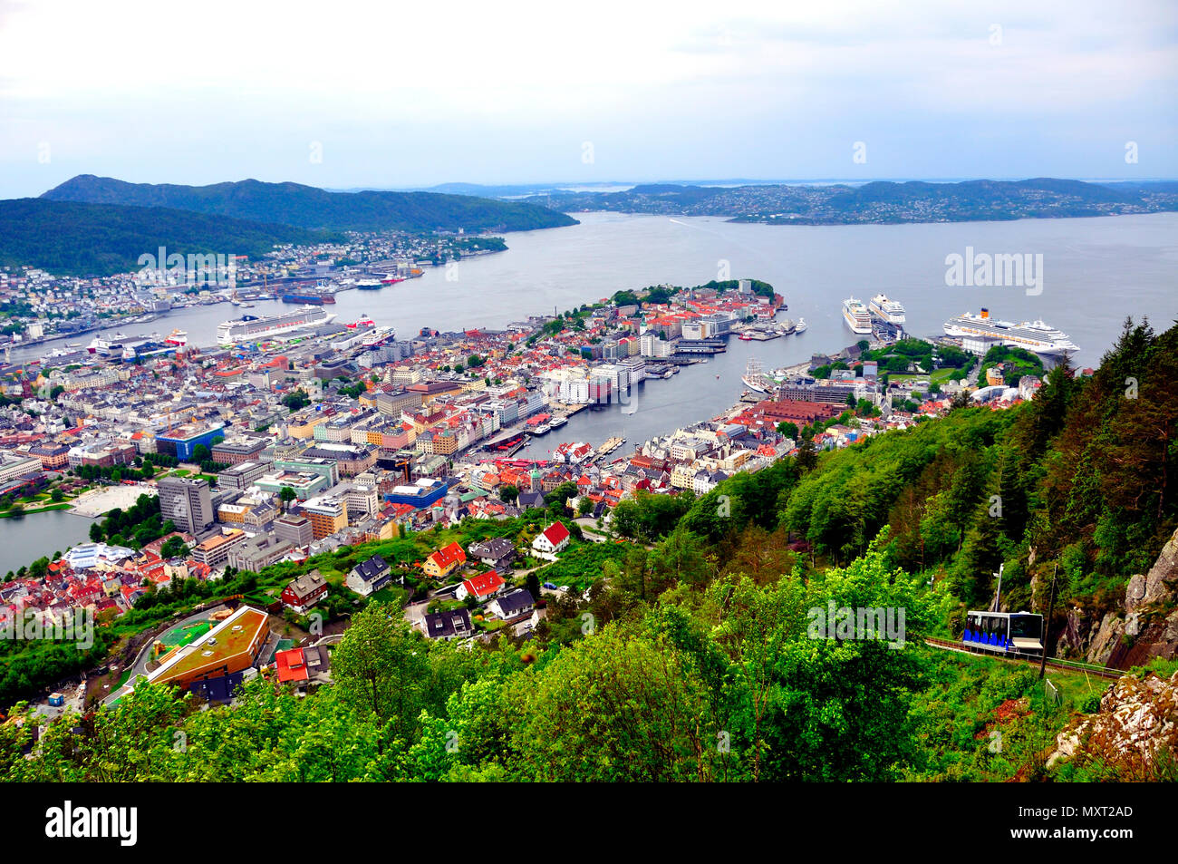 Views of the city of Bergen from the funicular lookout Stock Photo - Alamy