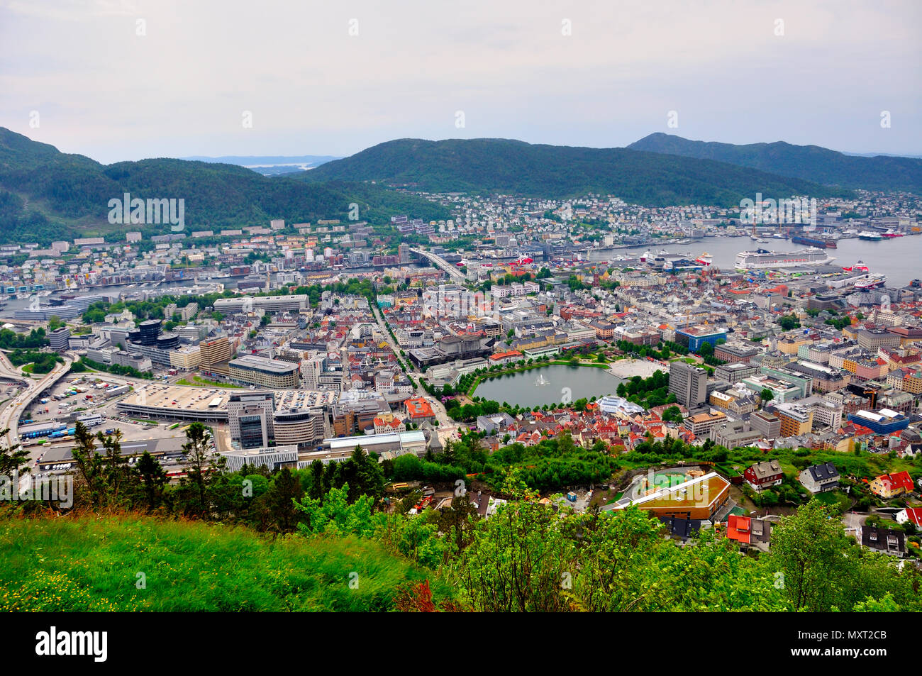 Views of the city of Bergen from the funicular lookout Stock Photo - Alamy