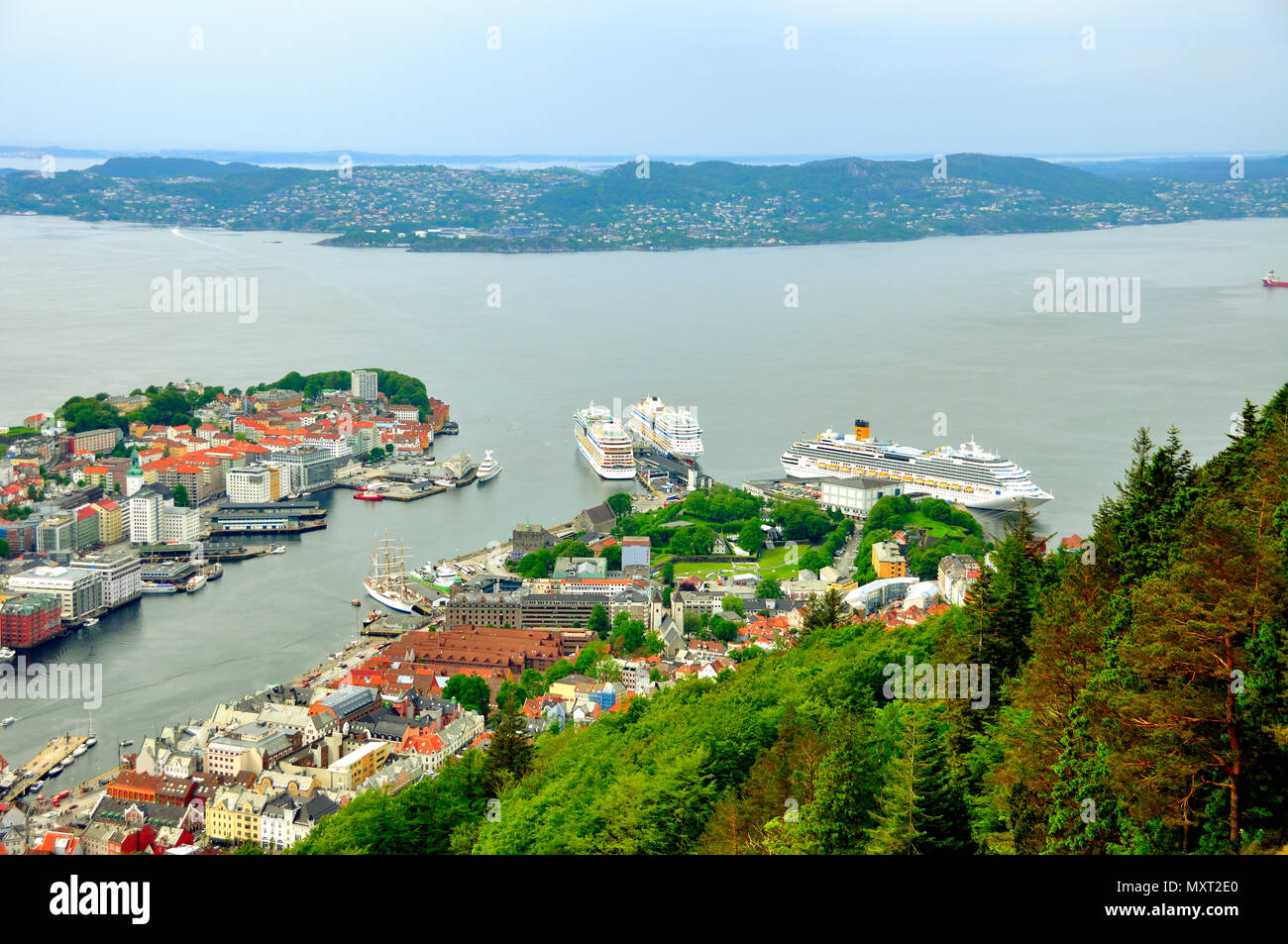 Views of the city of Bergen from the funicular lookout Stock Photo - Alamy