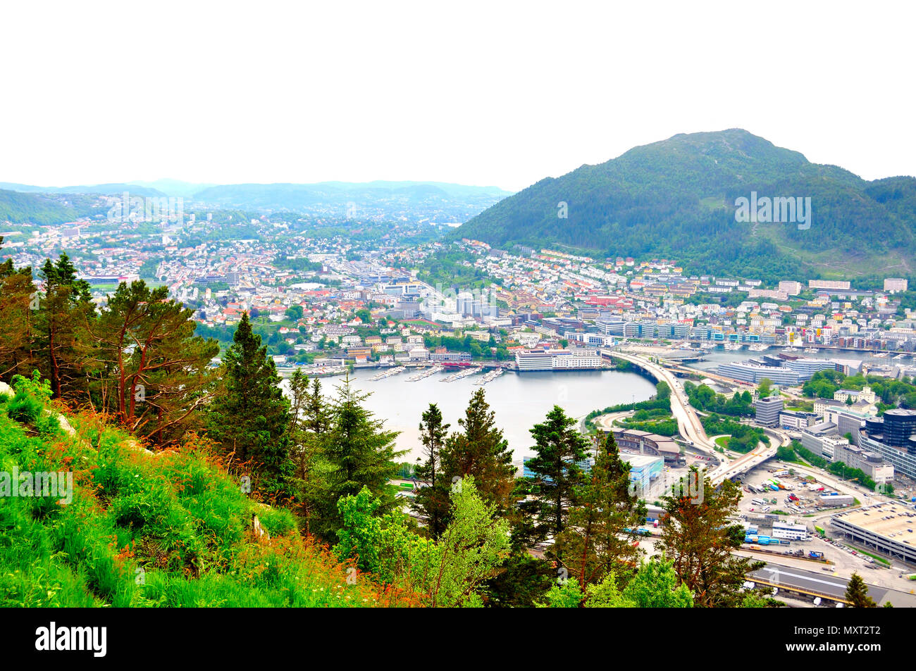 Views of the city of Bergen from the funicular lookout Stock Photo - Alamy