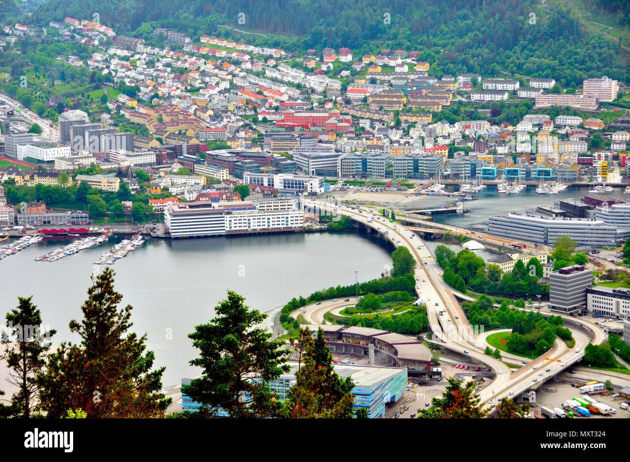 Views of the city of Bergen from the funicular lookout Stock Photo - Alamy