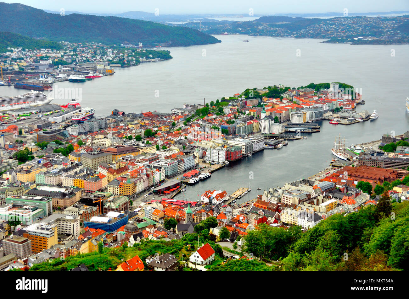 Views of the city of Bergen from the funicular lookout Stock Photo - Alamy