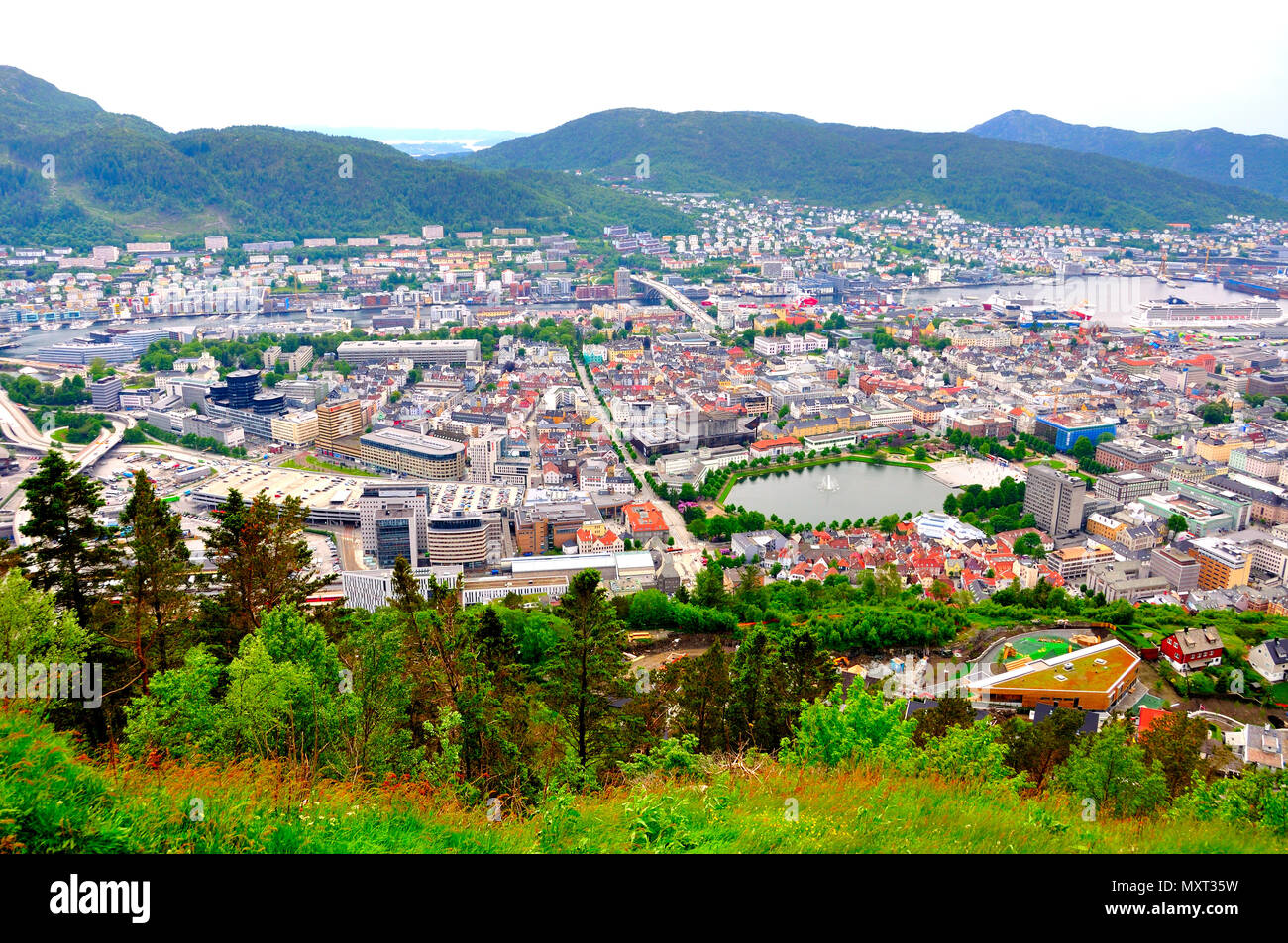 Views of the city of Bergen from the funicular lookout Stock Photo - Alamy