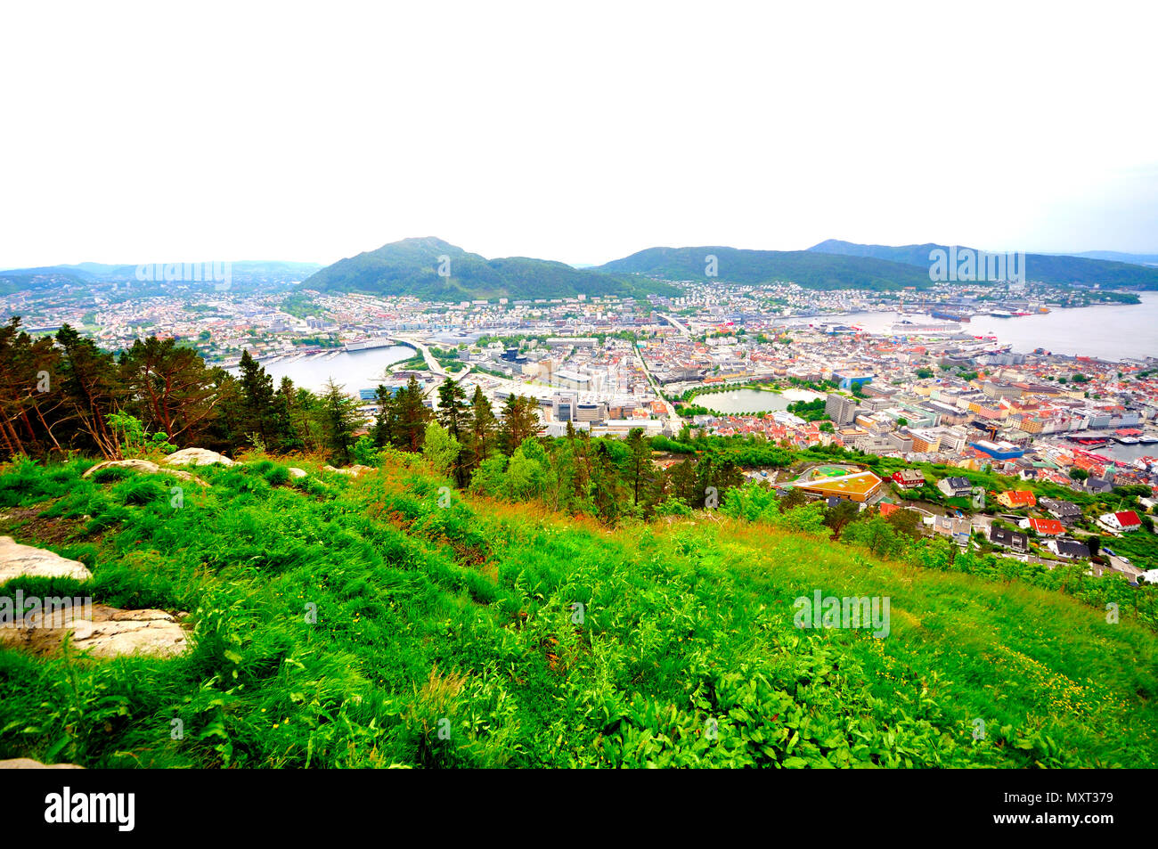 Views of the city of Bergen from the funicular lookout Stock Photo - Alamy