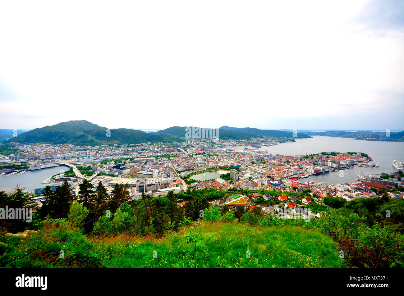 Views of the city of Bergen from the funicular lookout Stock Photo - Alamy