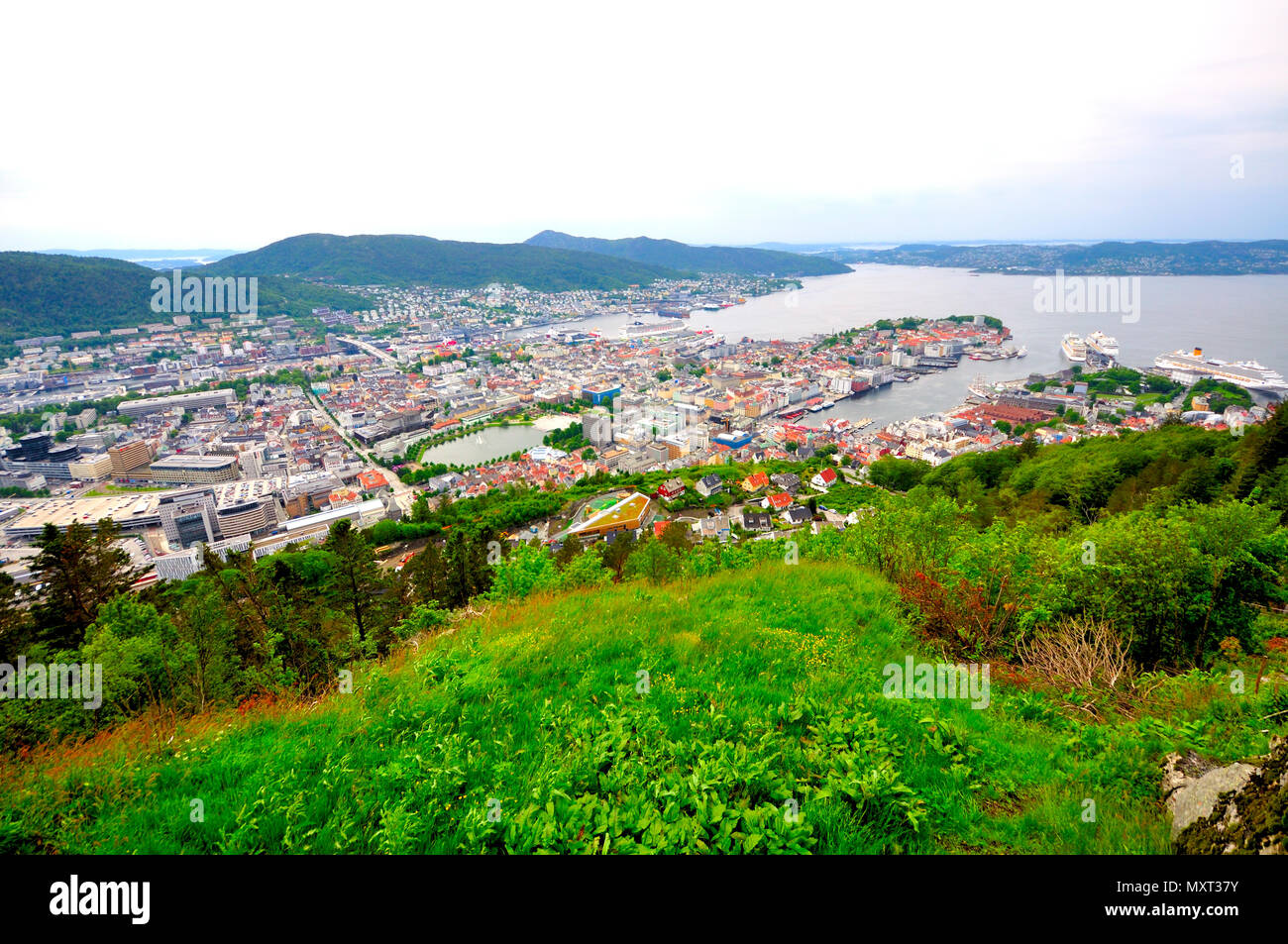 Views of the city of Bergen from the funicular lookout Stock Photo - Alamy