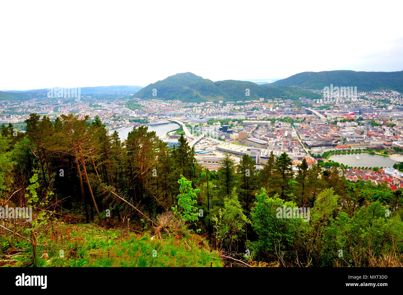 Views of the city of Bergen from the funicular lookout Stock Photo - Alamy