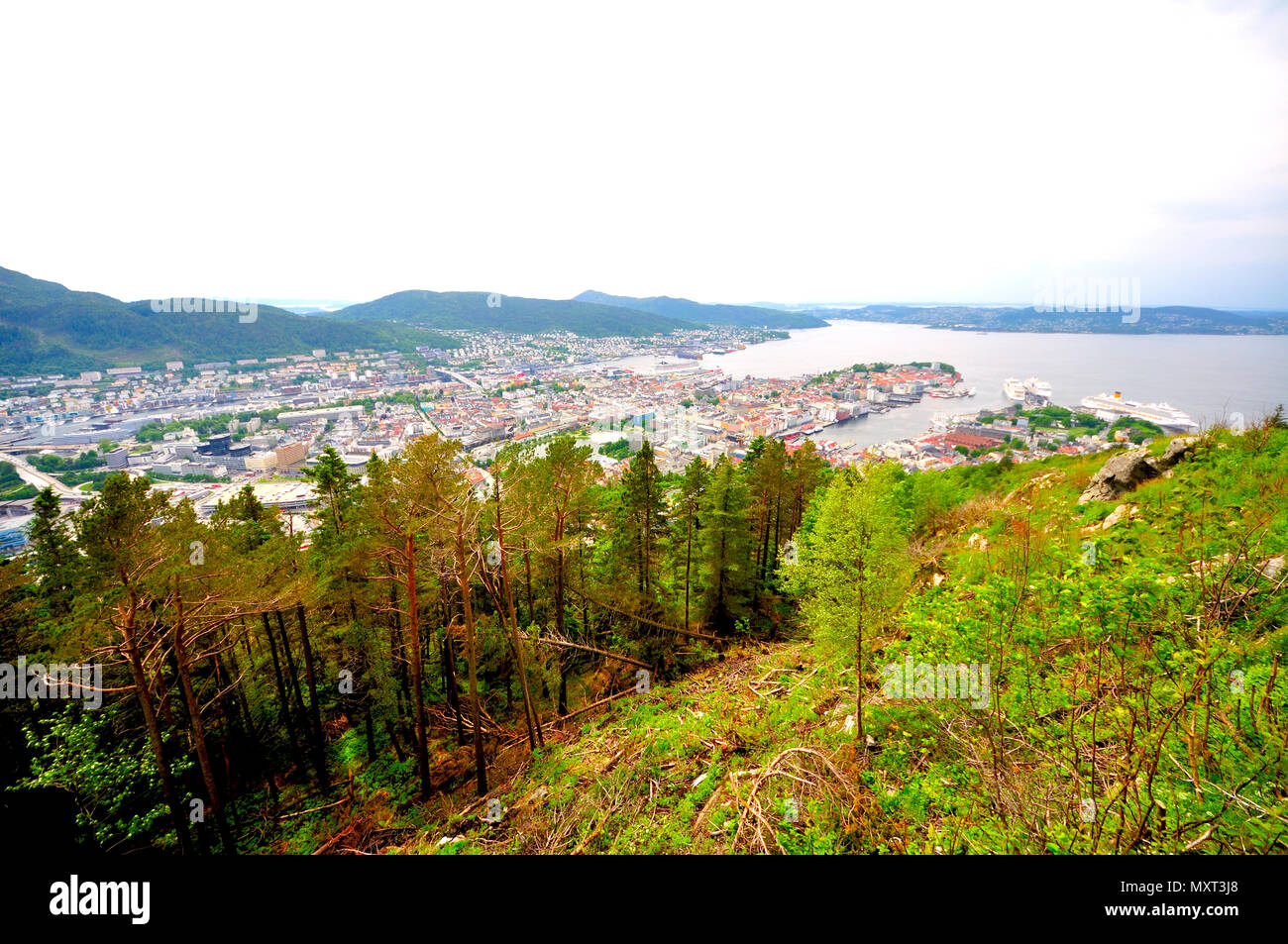 Views of the city of Bergen from the funicular lookout Stock Photo - Alamy