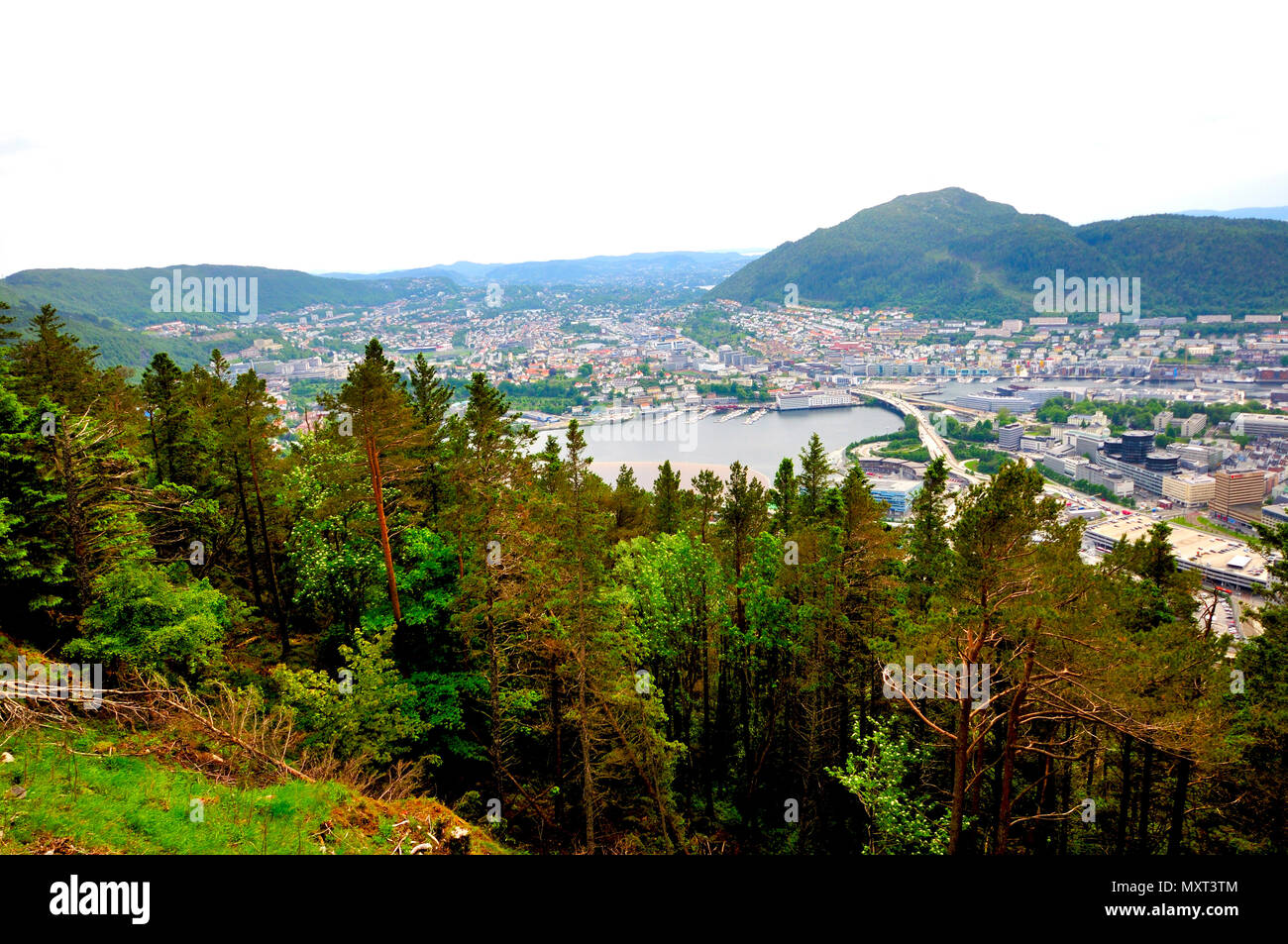 Views of the city of Bergen from the funicular lookout Stock Photo - Alamy