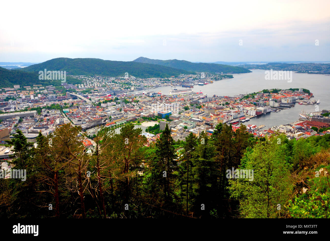 Views of the city of Bergen from the funicular lookout Stock Photo - Alamy
