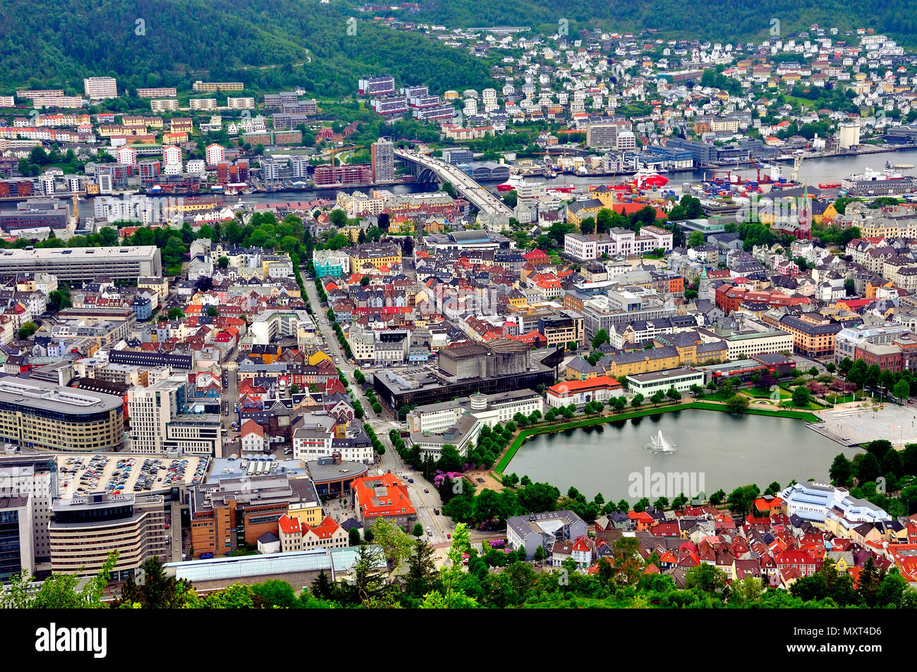 Views of the city of Bergen from the funicular lookout Stock Photo - Alamy