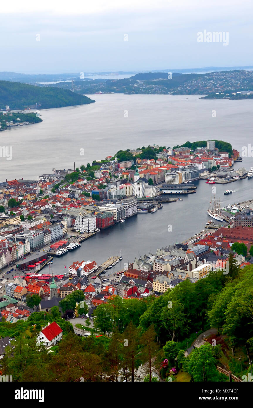 Views of the city of Bergen from the funicular lookout Stock Photo - Alamy
