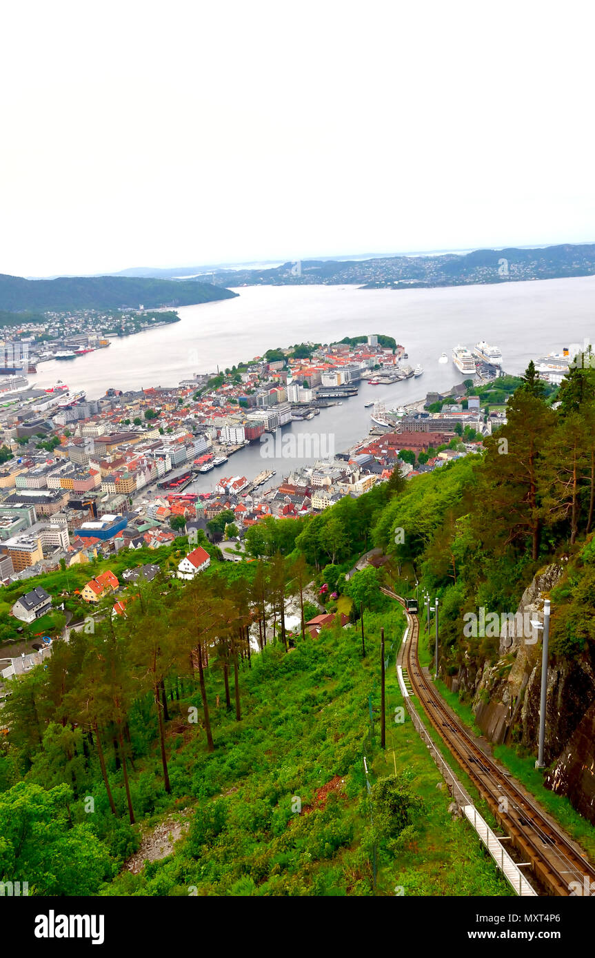 Views of the city of Bergen from the funicular lookout Stock Photo - Alamy