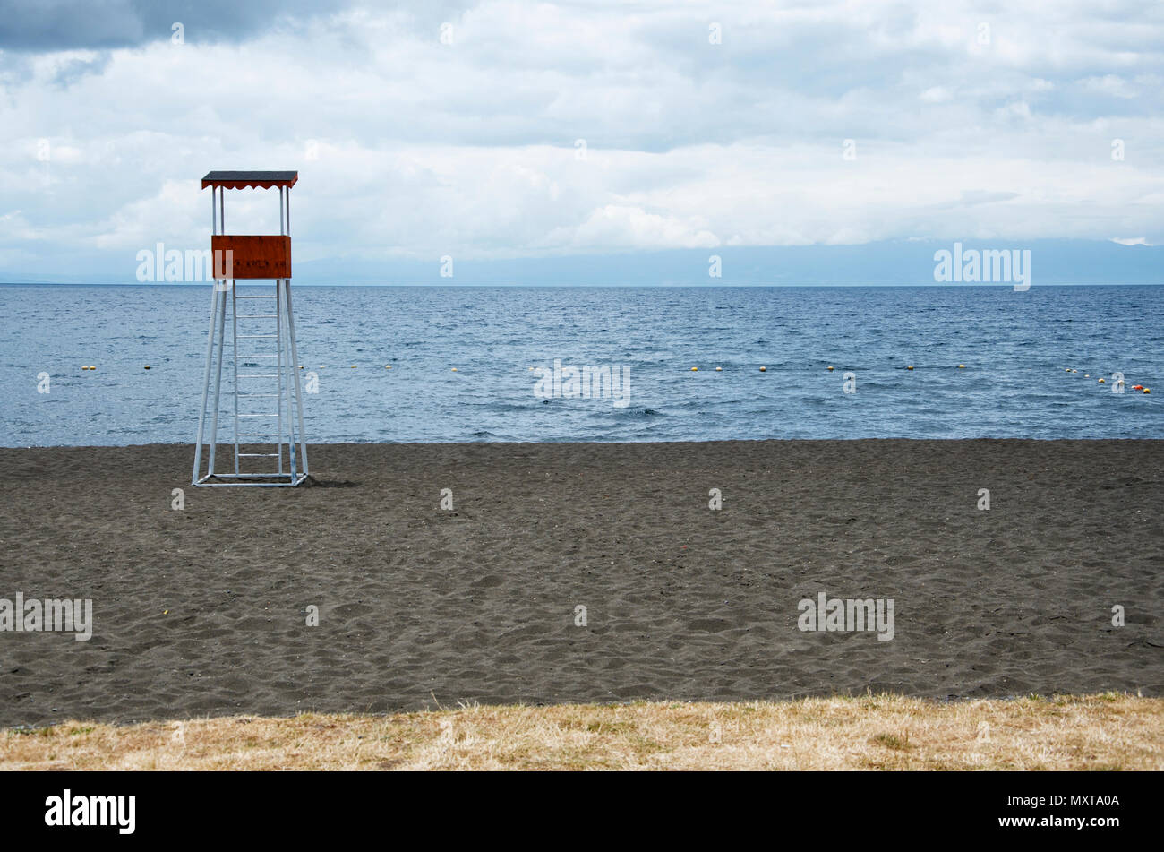 Baywatch Post on a cold windy afternoon Stock Photo - Alamy