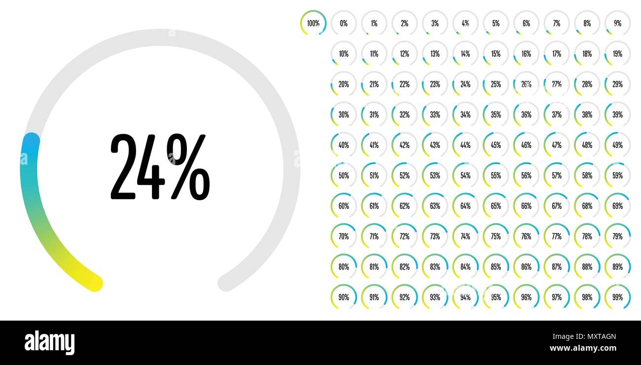 Set of circular sector percentage diagrams from 0 to 100 ready-to-use ...