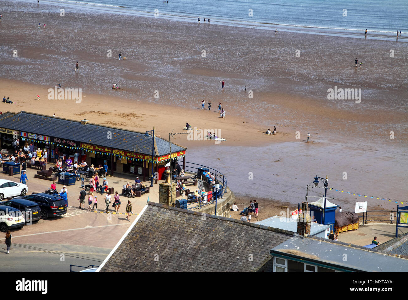 Filey North Yorkshire UK June 1st 2018 view across Filey bay ...