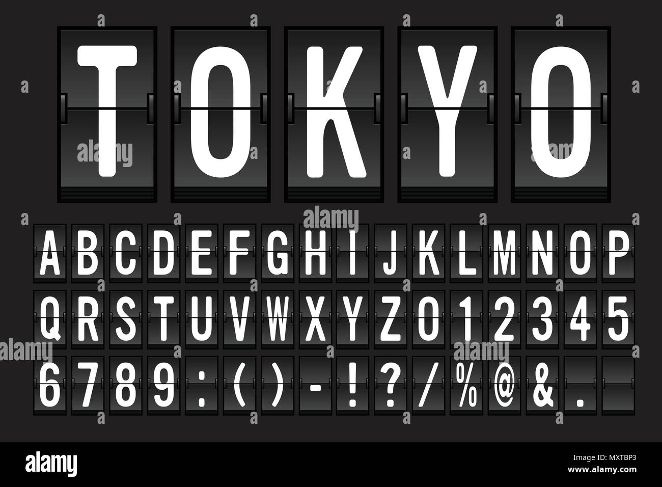 Airport Mechanical Flip Board Panel Font - White Font on Dark ...