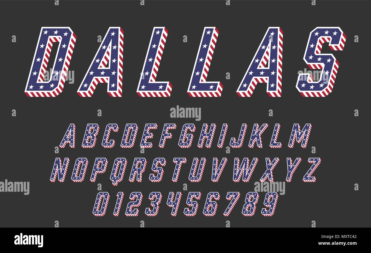 Font USA Flag Stars and Stripes Vector Illustration Stock Vector Image ...