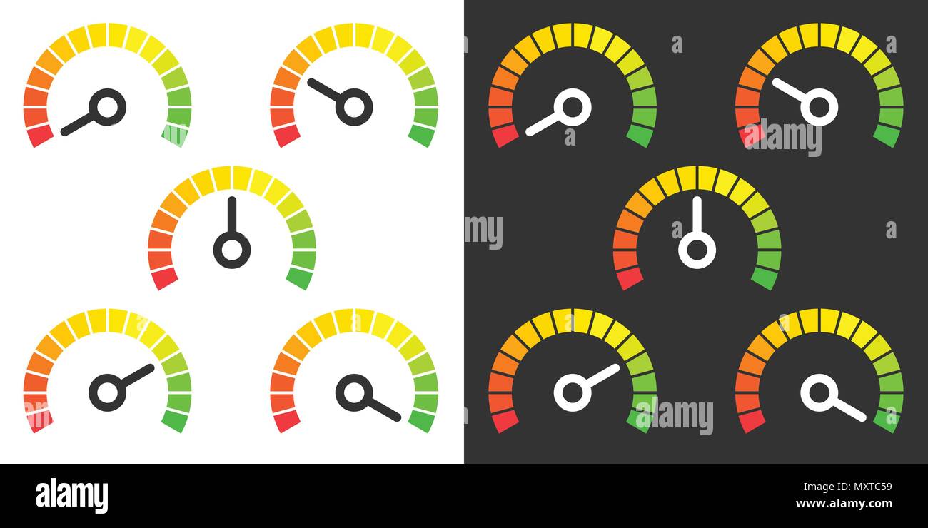Meter signs infographic gauge element from red to green vector ...