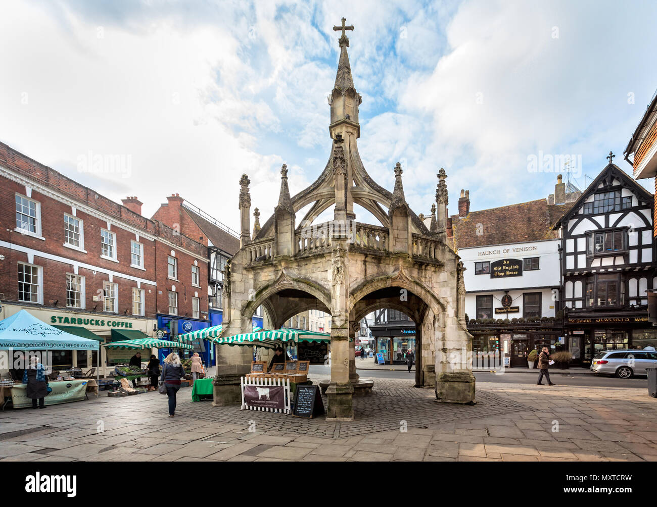 Ancient Medieval market cross known as the Poultry Cross in Salisbury ...