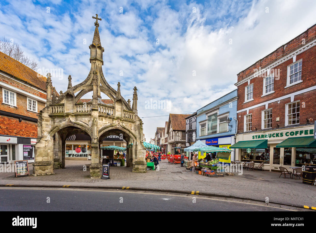 Ancient Medieval market cross known as the Poultry Cross in Salisbury ...