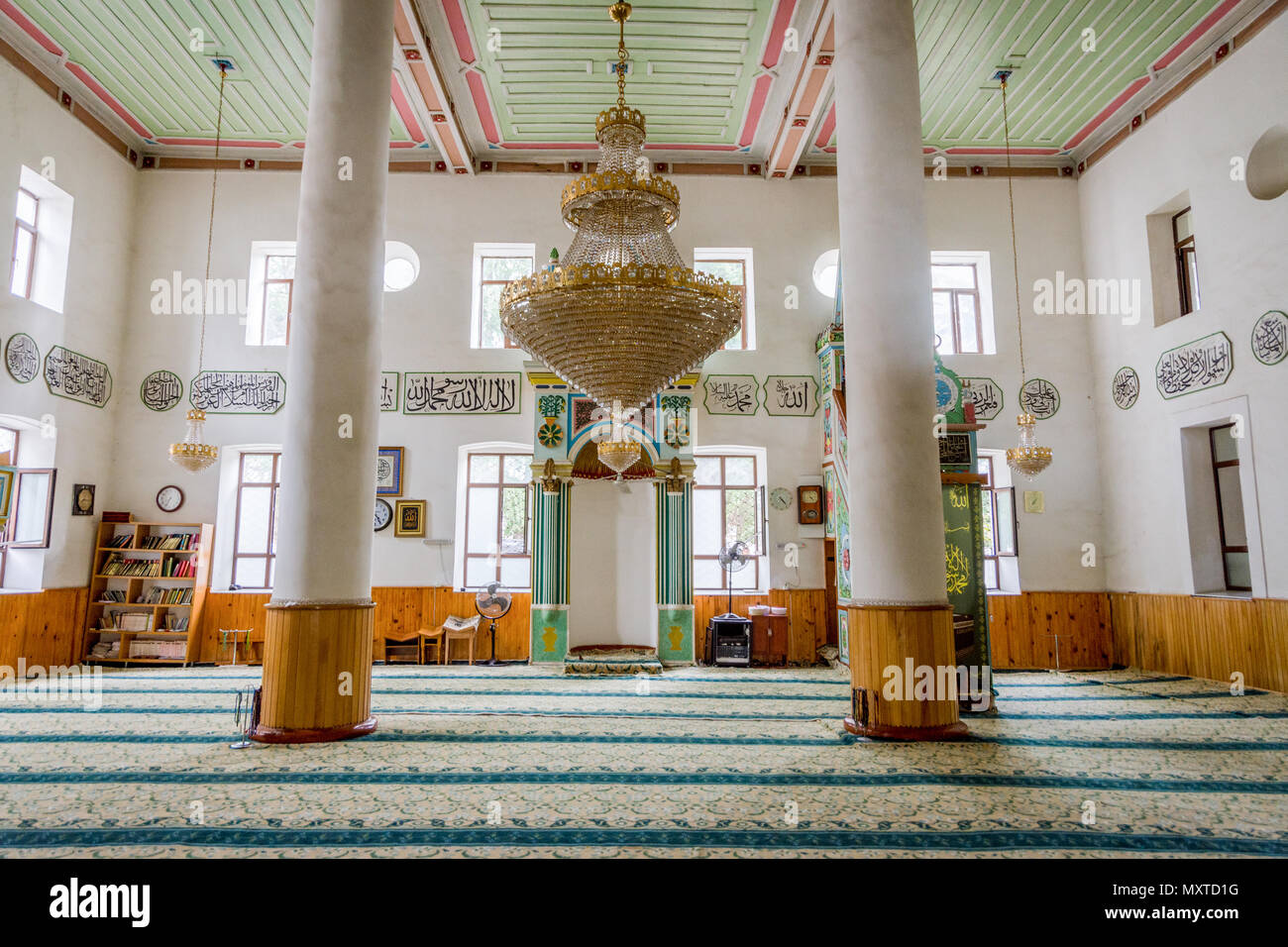 Interior of praying room in Batumi central mosque, Georgia Stock Photo ...