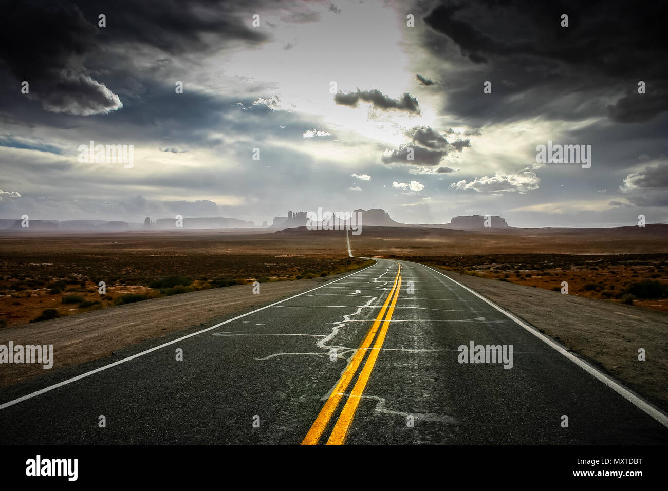 Highway leading to Monument Valley taken in Monument Valley, Utah, USA ...