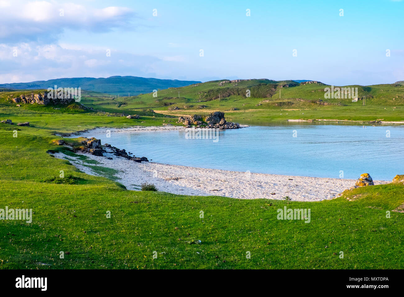 Empty beach at Langamull Bay on the north coast of Mull on Scotland's ...