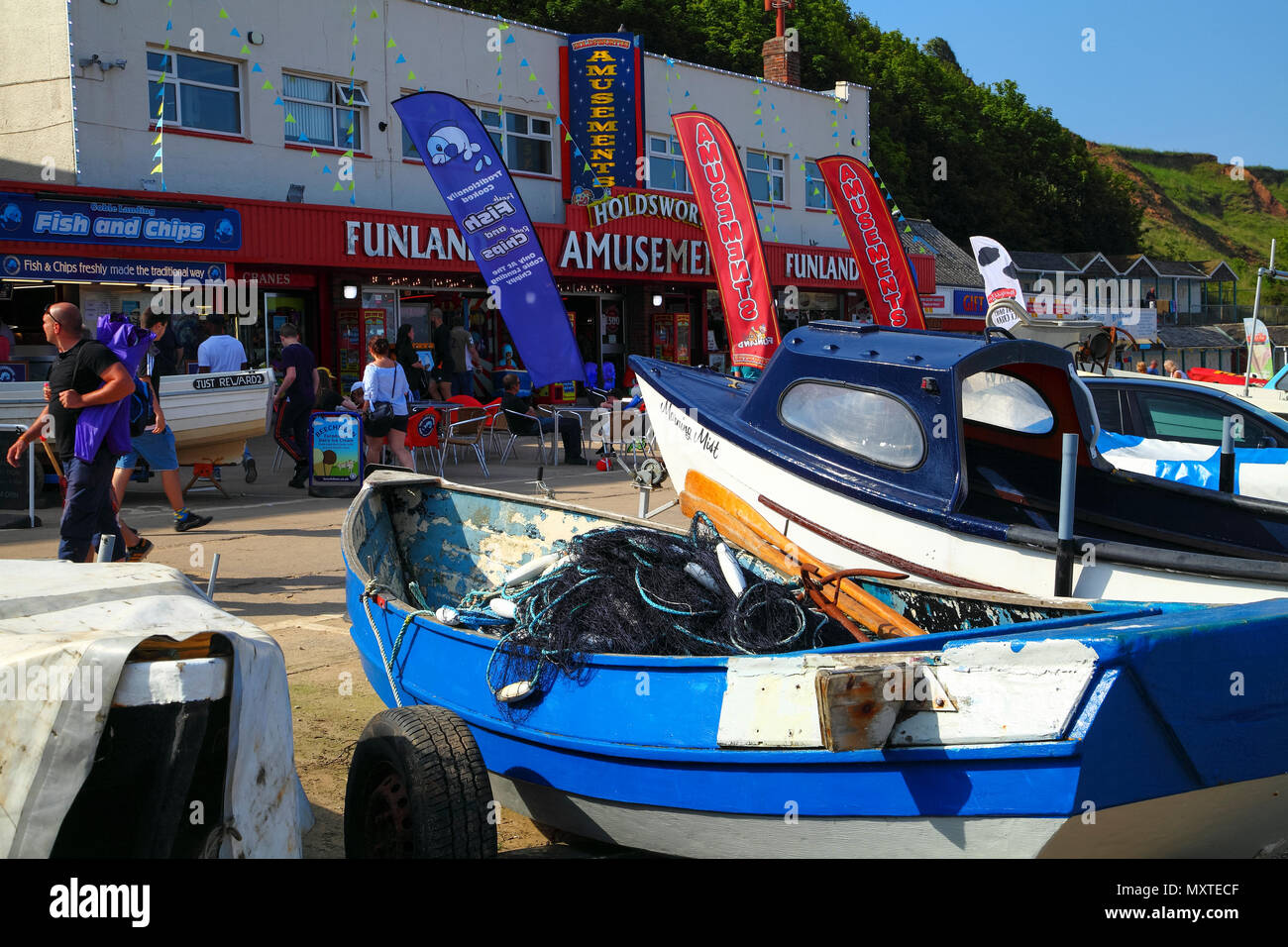 Filey North Yorkshire UK June 1st 2018 view of the cobble landing at ...