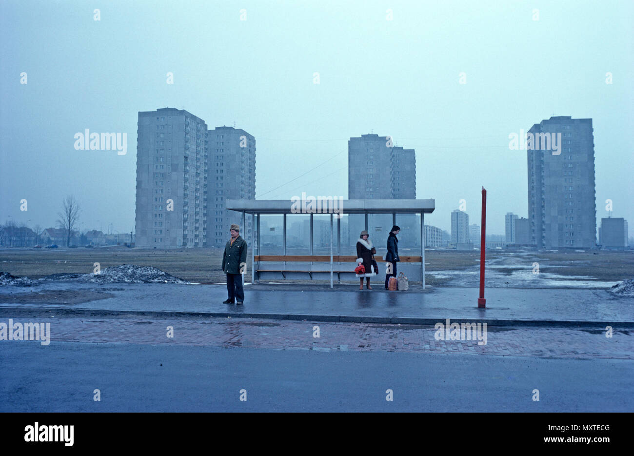 Bus stop in Warsaw suburbs, Poland Stock Photo - Alamy