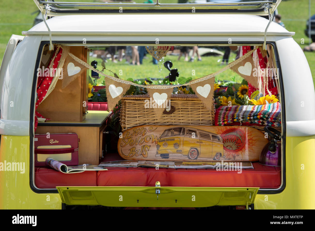 VW Volkswagen camper van rear at a VW show. Stoner Park, Oxfordshire ...
