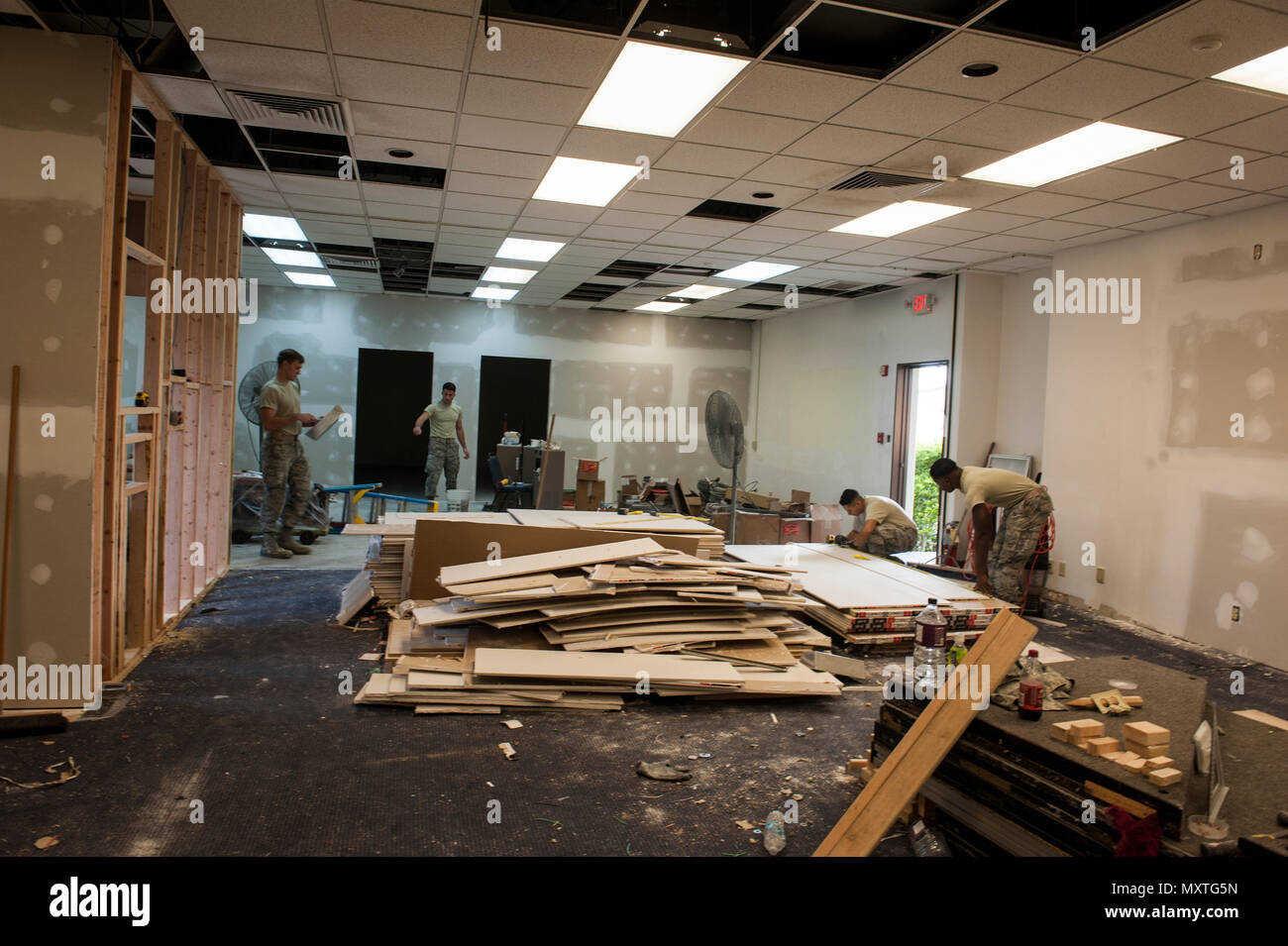 U.S. Air Force Airmen from the 18th Civil Engineer Squadron renovate ...