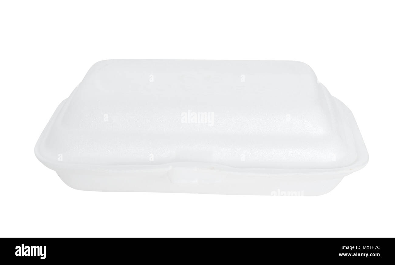 Styrofoam box on white background. Food container Stock Photo - Alamy