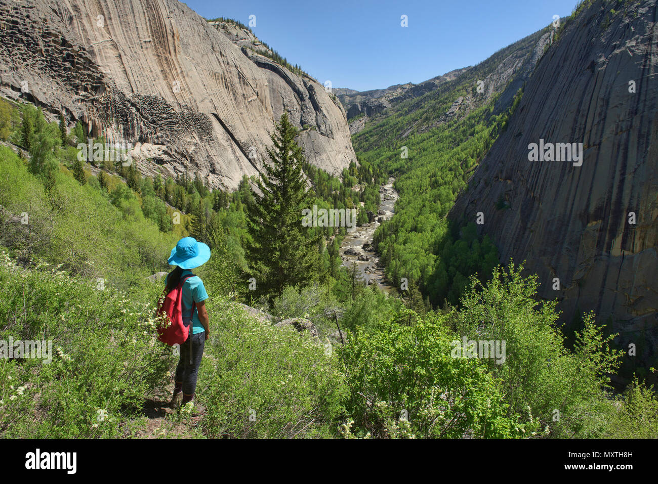 Looking down the Irtysh River, Keketuohai National Park, Xinjiang ...