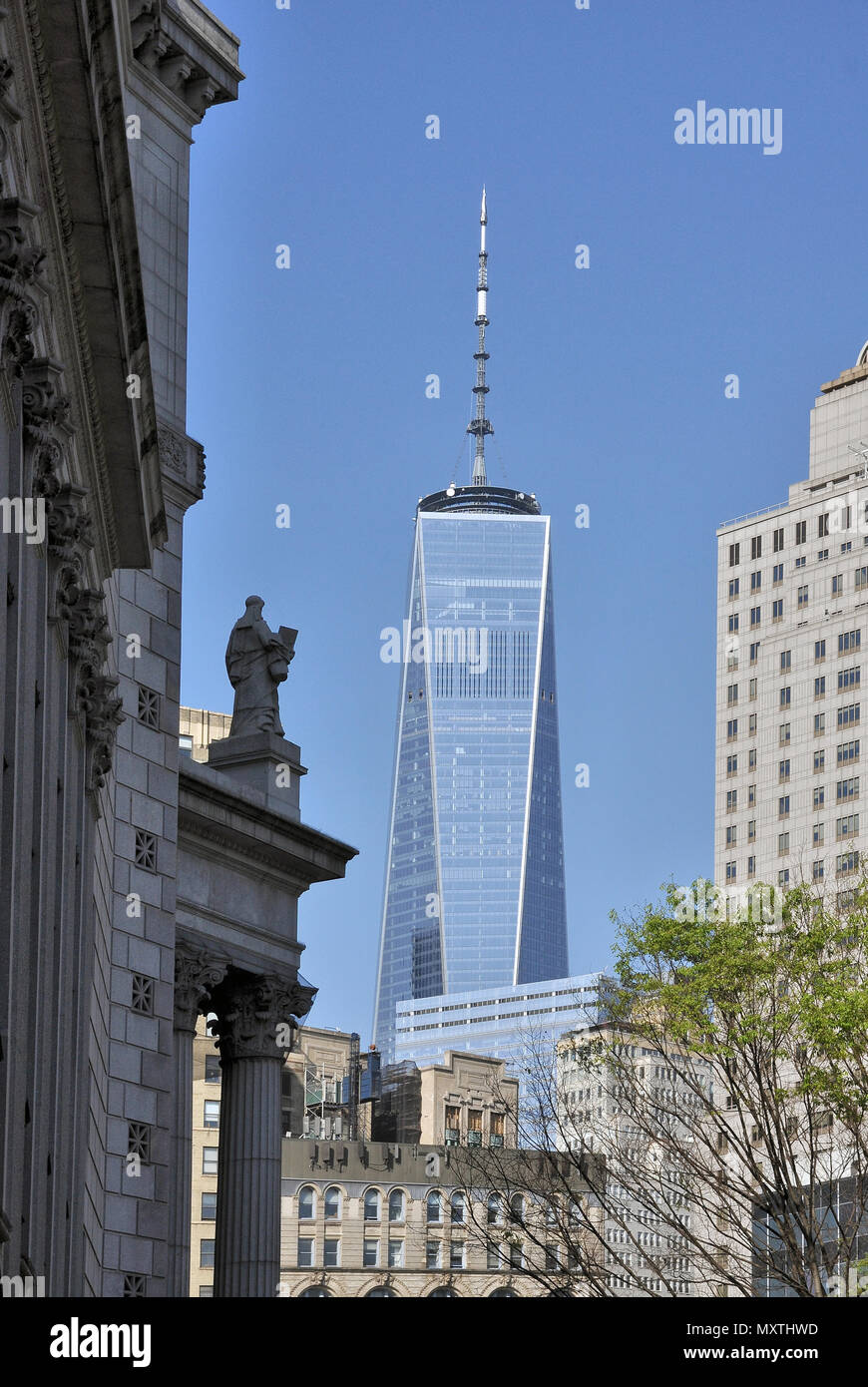 View of One World Trade Center from US Supreme court building Stock ...