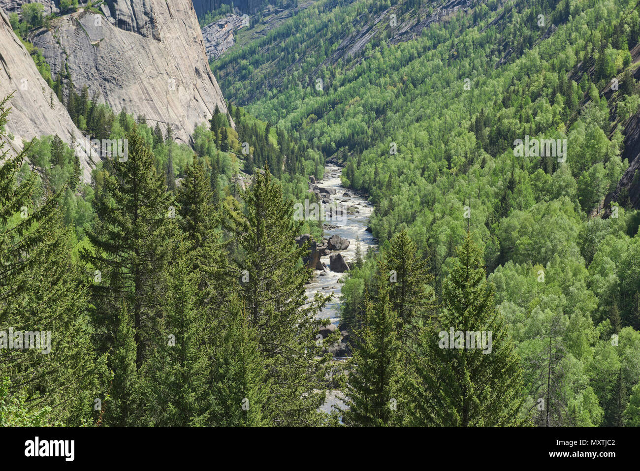 Looking down the Irtysh River, Keketuohai National Park, Xinjiang ...