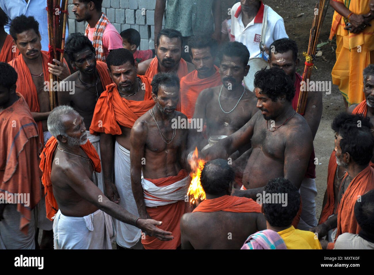India, Orissa, Rananpur, traditional festival, fire rite Stock Photo ...
