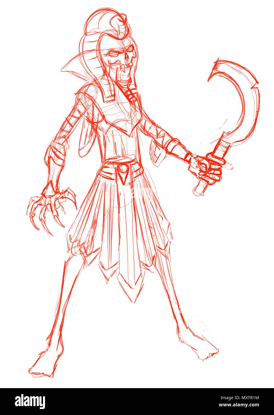 Egyptian undead mummy sketch Stock Photo - Alamy