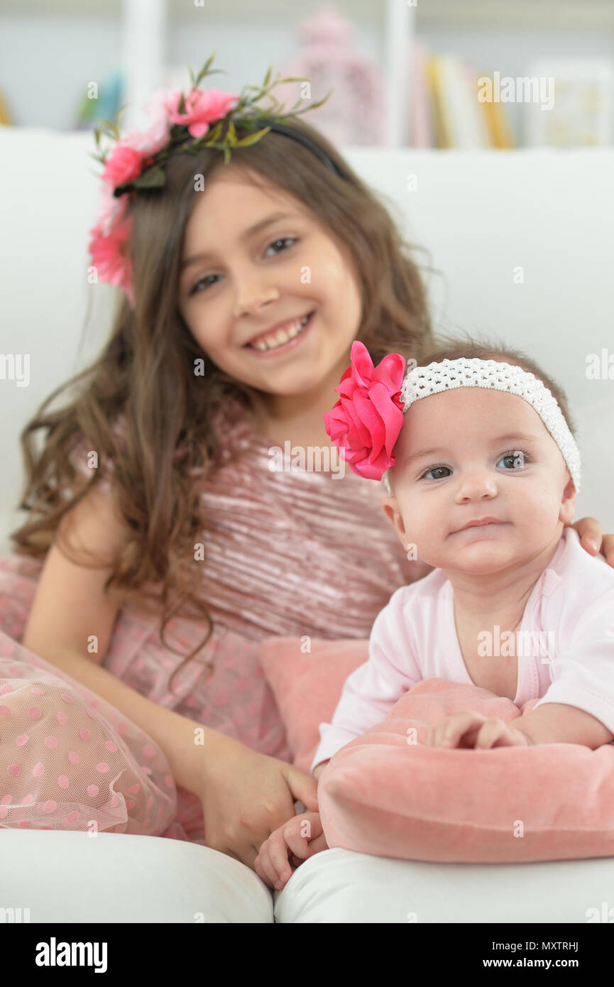 two sisters playing Stock Photo - Alamy