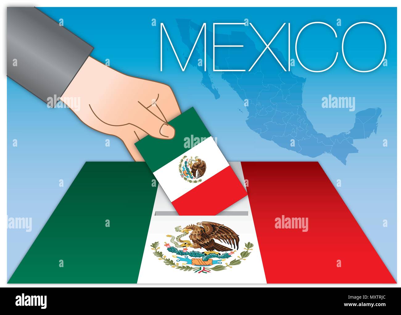 Mexican elections, ballot box with symbols, Mexico Stock Vector Image ...