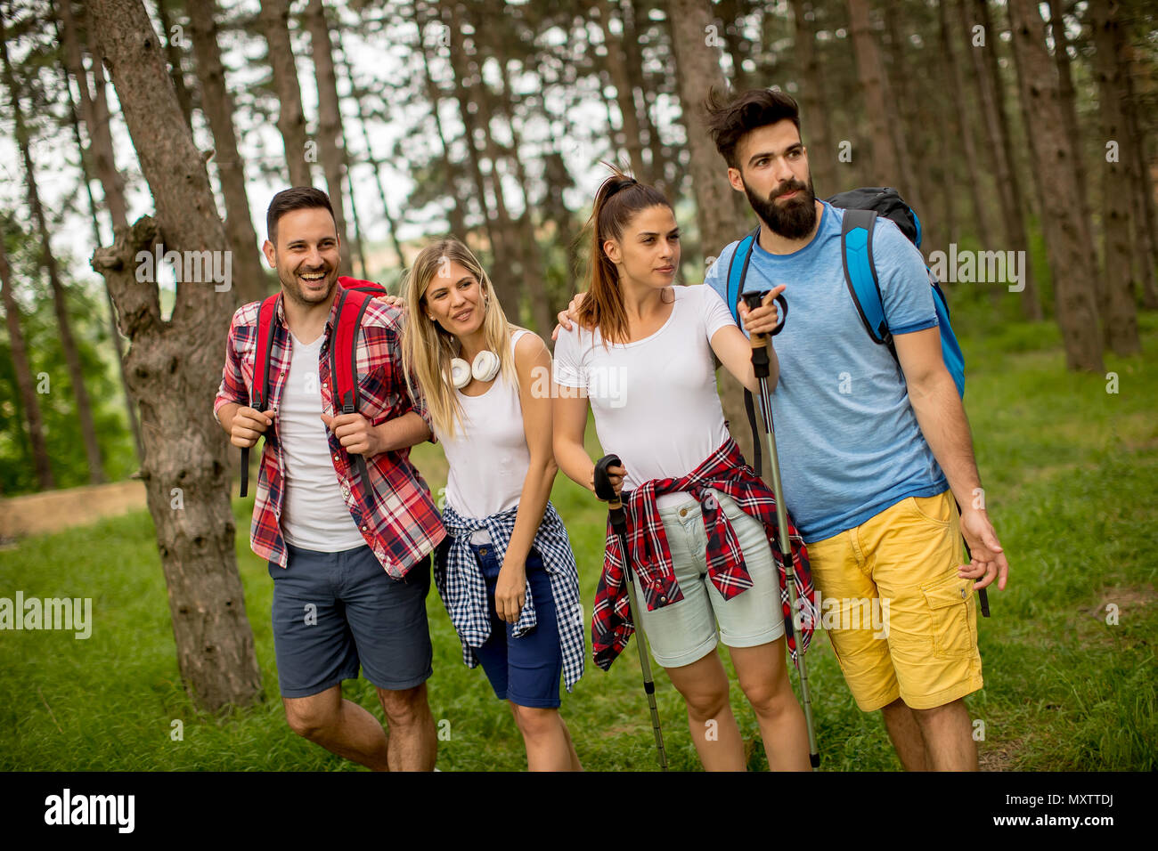 Group walking mountain spring hi-res stock photography and images - Alamy