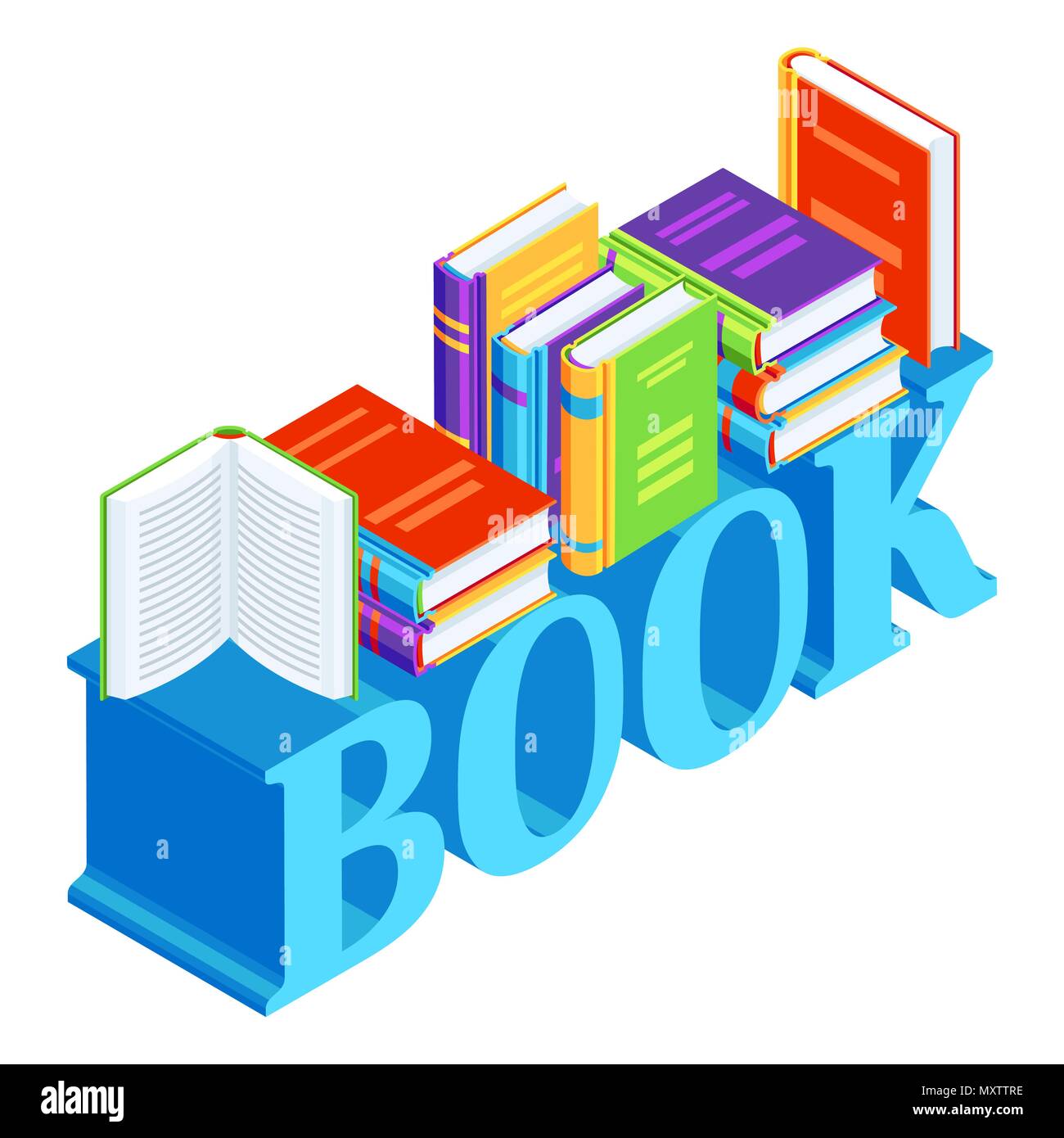 Isometric word with books Stock Vector Image & Art - Alamy