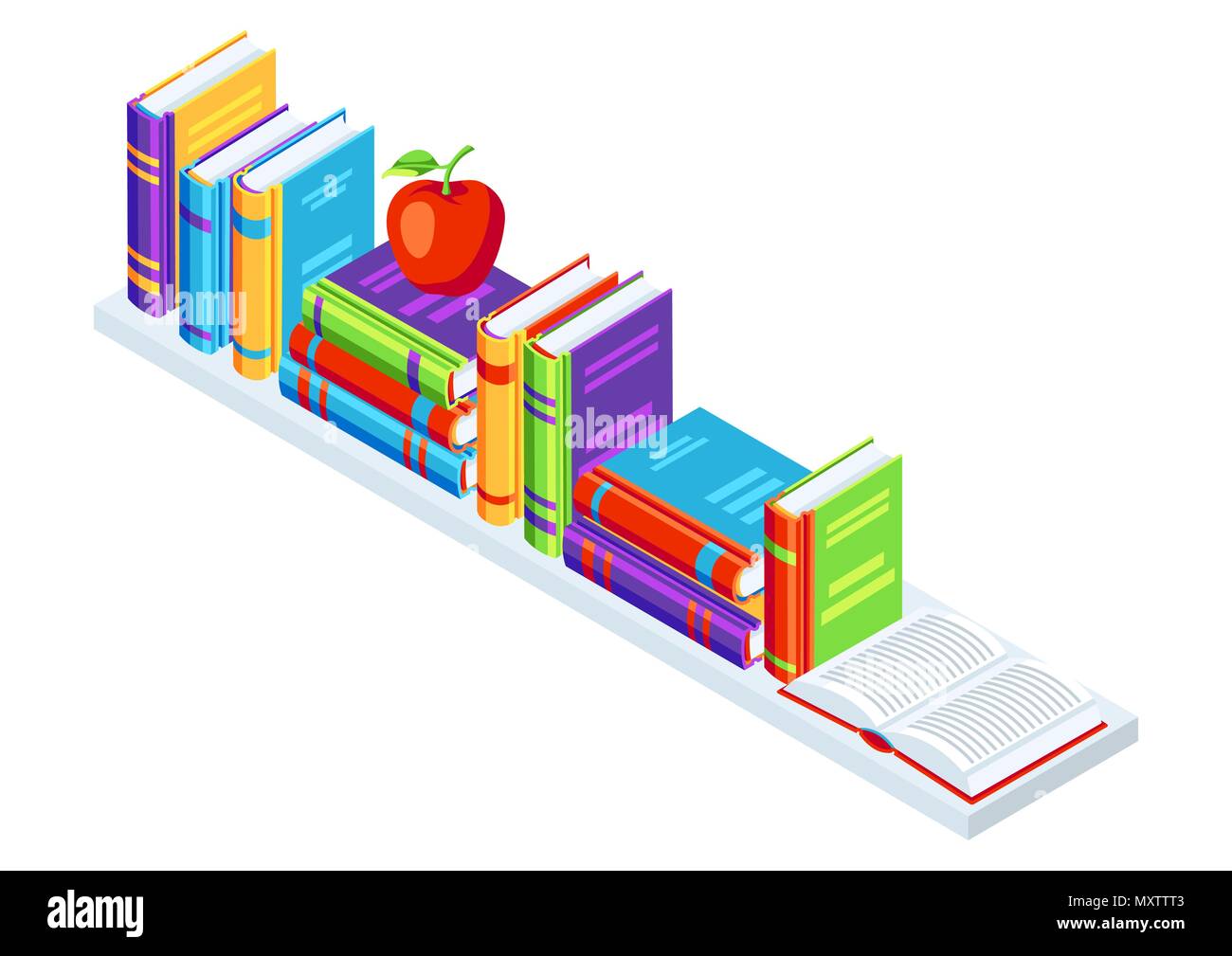 Isometric books on bookshelf Stock Vector Image & Art - Alamy