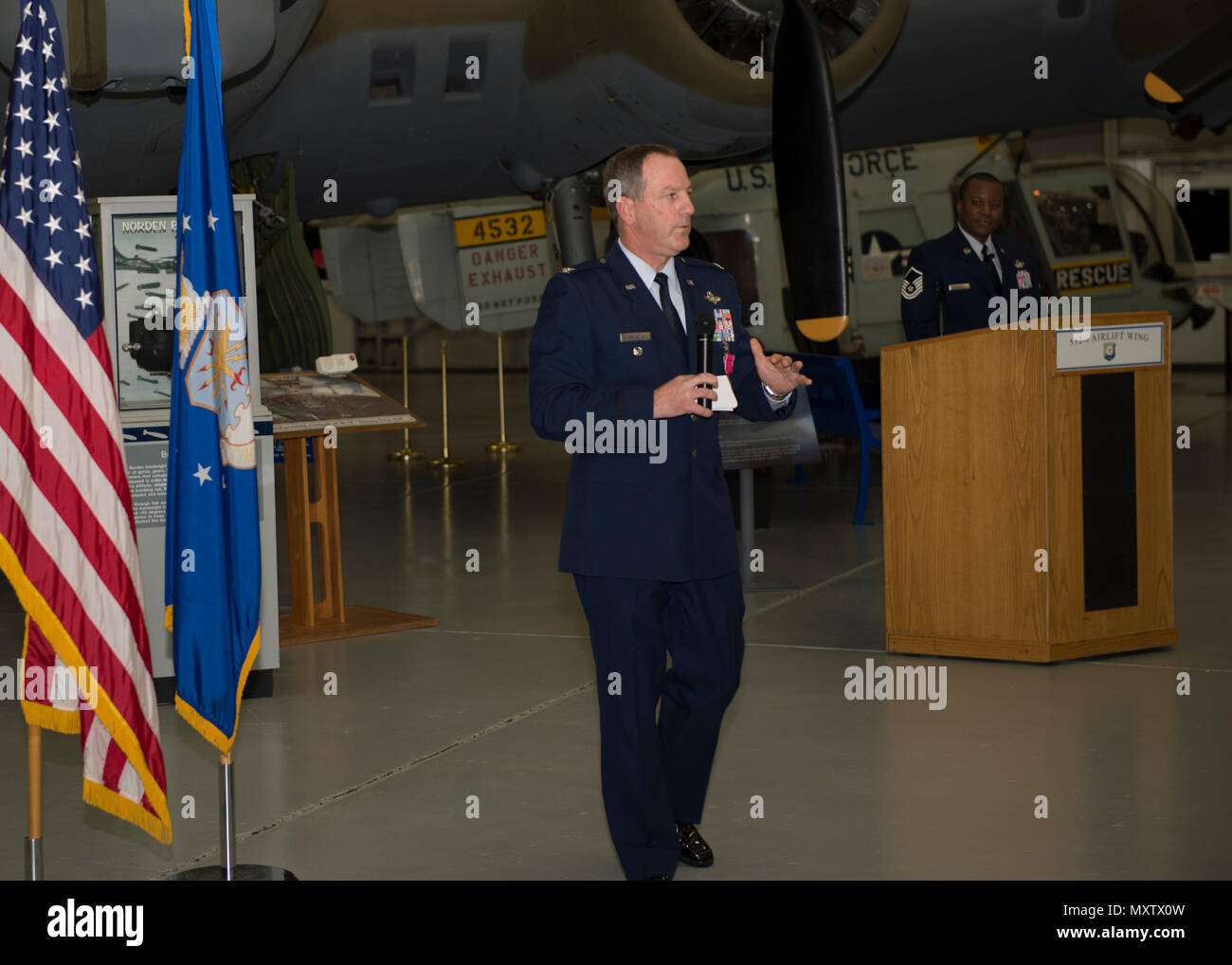 Col. Robert P. Graham, 512th Airlift Wing vice commander speaks to ...