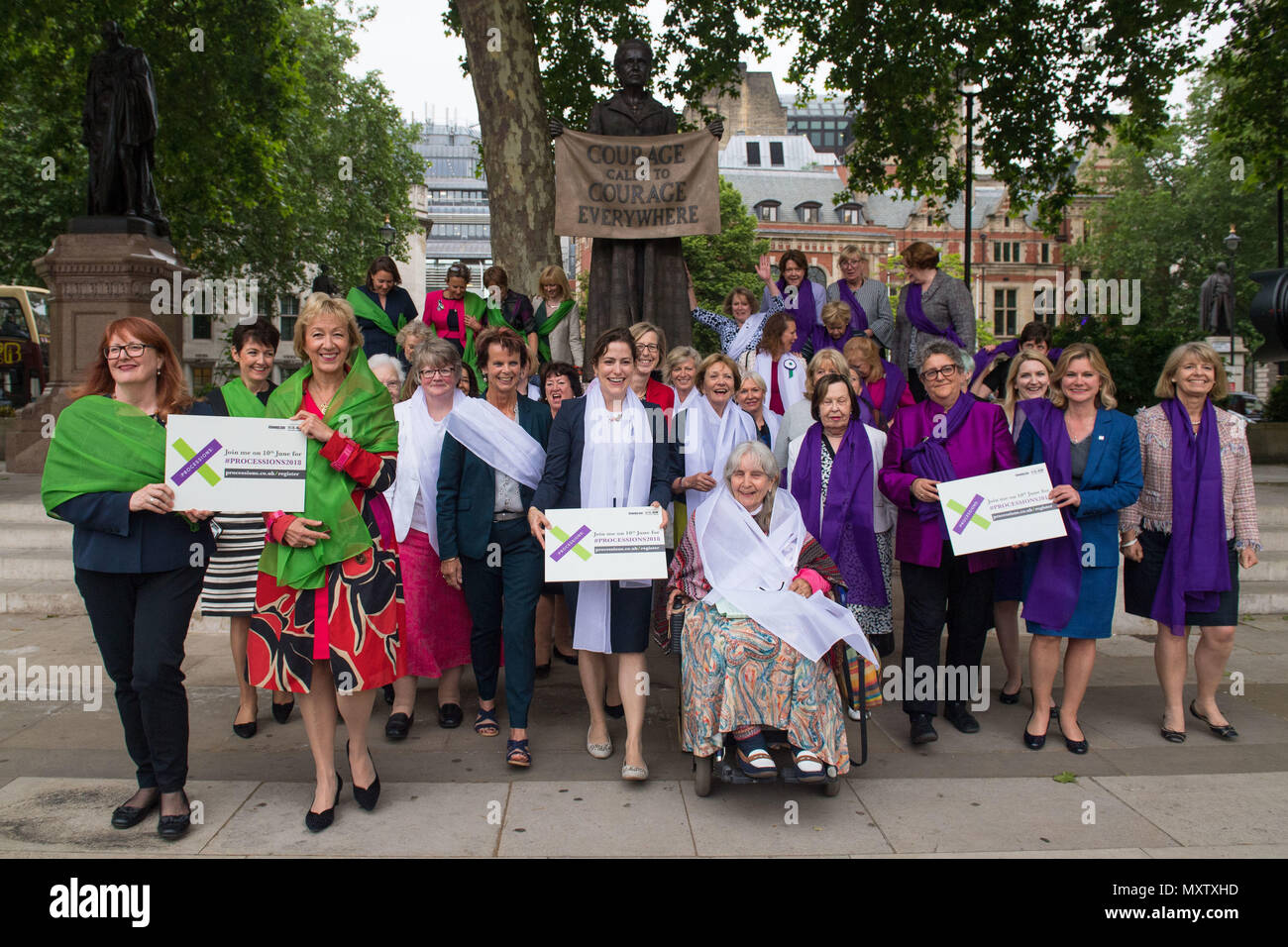 Female mps wearing suffragette colours green hi-res stock photography ...
